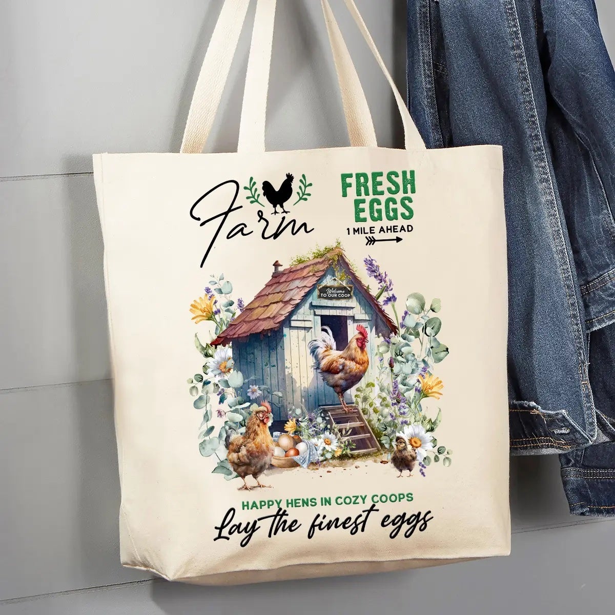 Country Farm Chicken Canvas Tote Bag | Outrageous Olive Oils & Vinegars